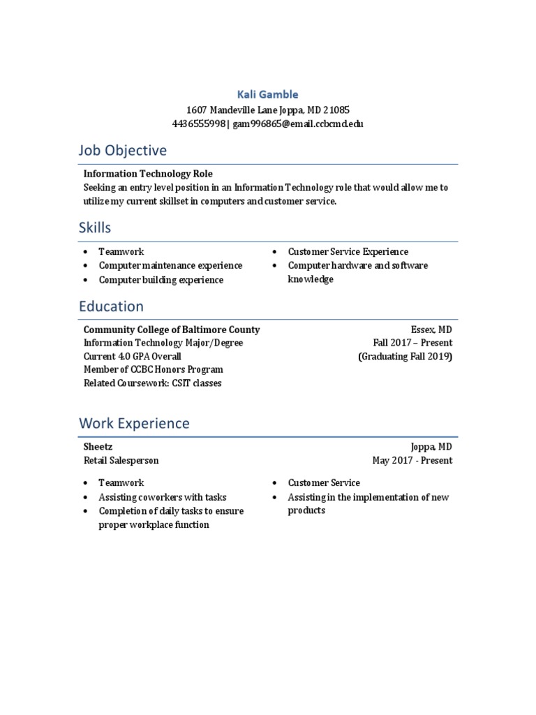 Gamble Resume Final | PDF