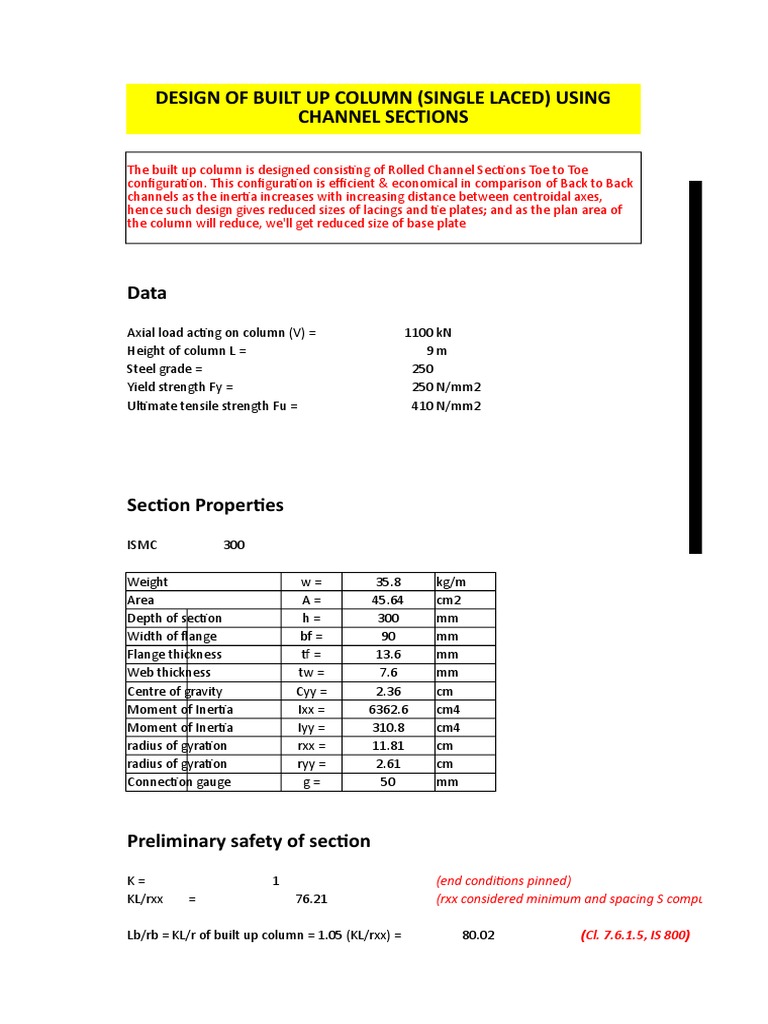 Built Up Column - Channel | PDF | Column | Structural Steel