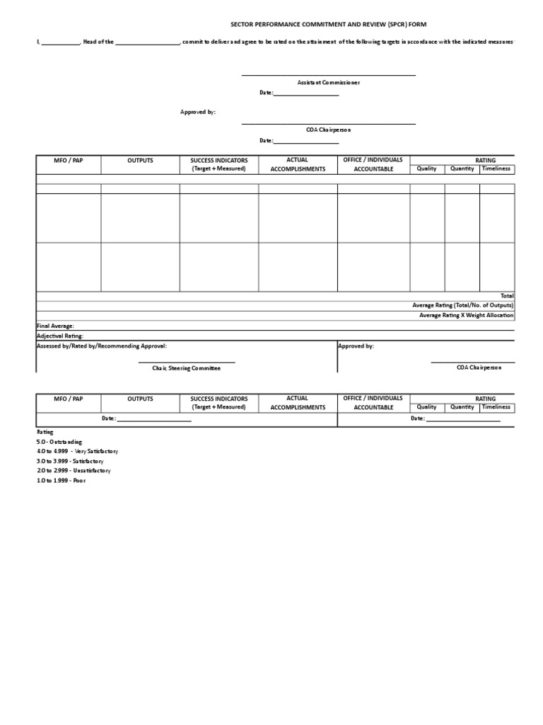 Sector Performance Commitment and Review (SPCR) Form | PDF | Mentorship ...