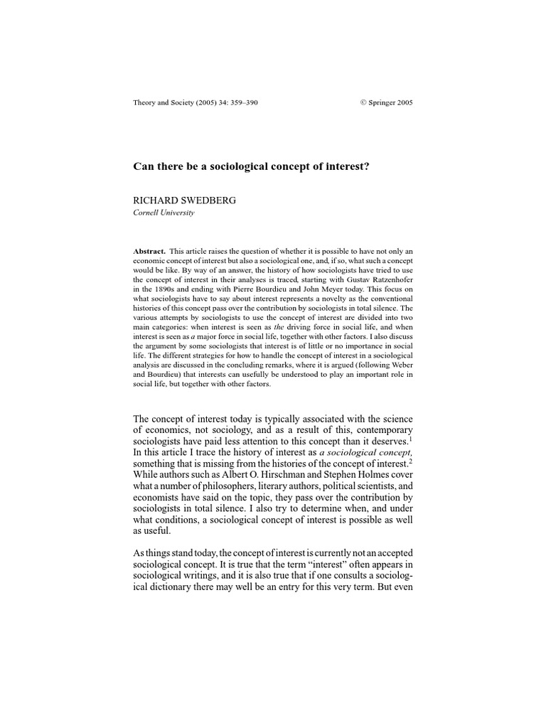 Can There Be A Sociological Concept of Interest?: Theory and Society ...
