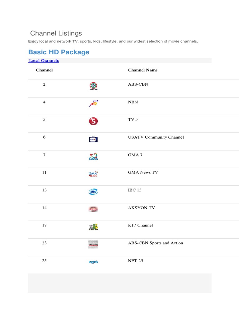 Basic HD Package: Channel Listings | Download Free PDF | Hbos | Media ...