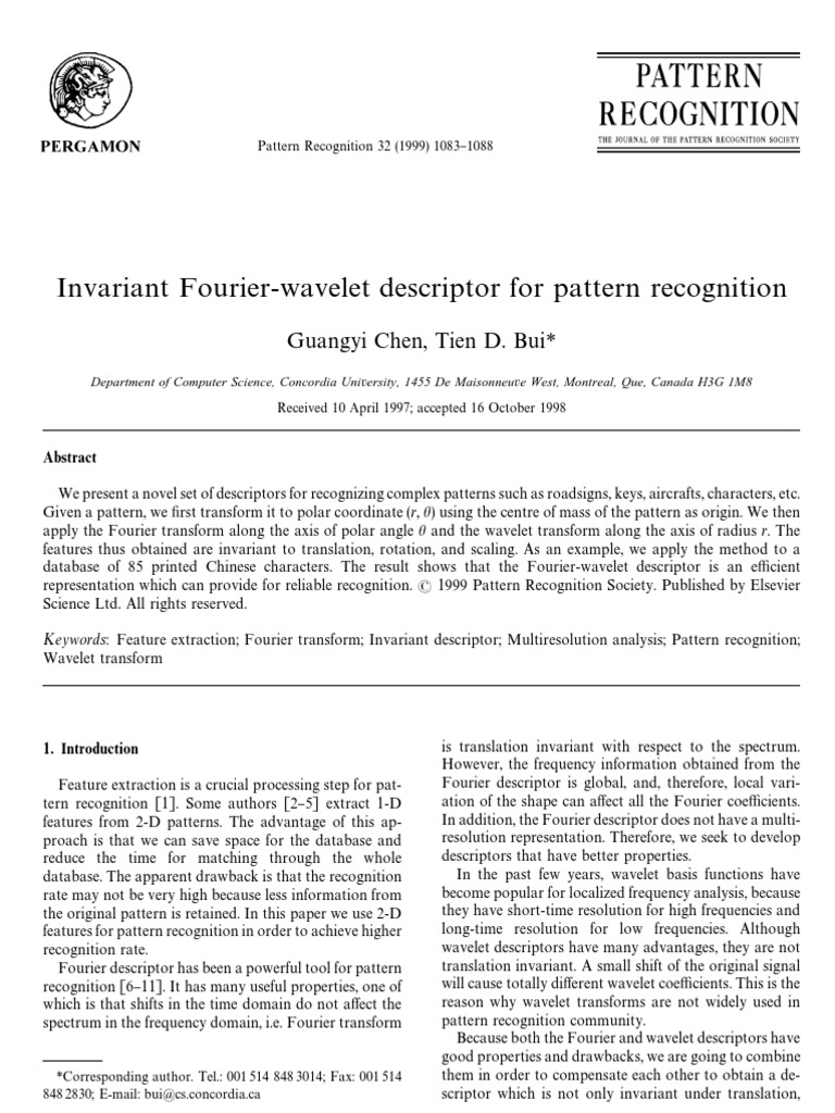 Fourier Descriptors | PDF | Wavelet | Cartesian Coordinate System
