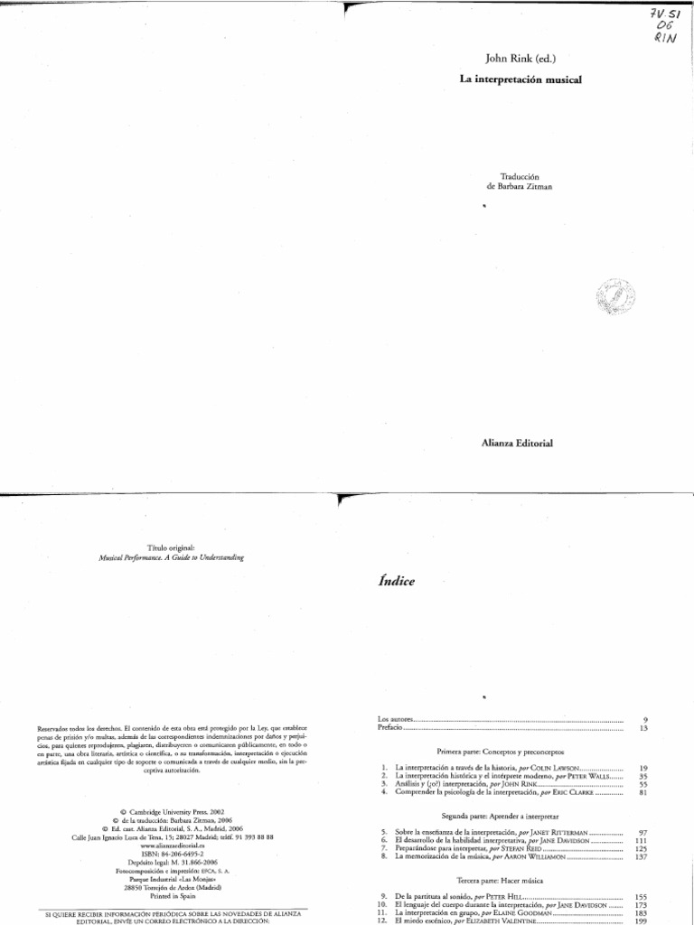John Rink - La Interpretacion Musical | PDF
