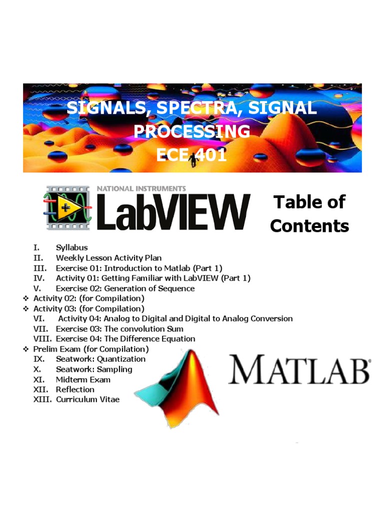 Signals, Spectra, Signal Processing ECE 401: Table of | PDF
