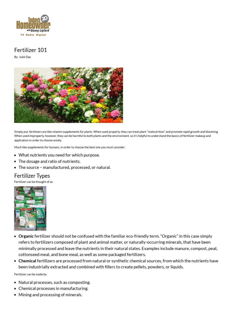 Fertilizer 101 - Today's Homeowner | PDF | Fertilizer | Nutrients