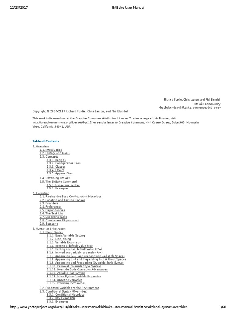 BitBake User Manual | PDF | Linux Distribution | Computer File