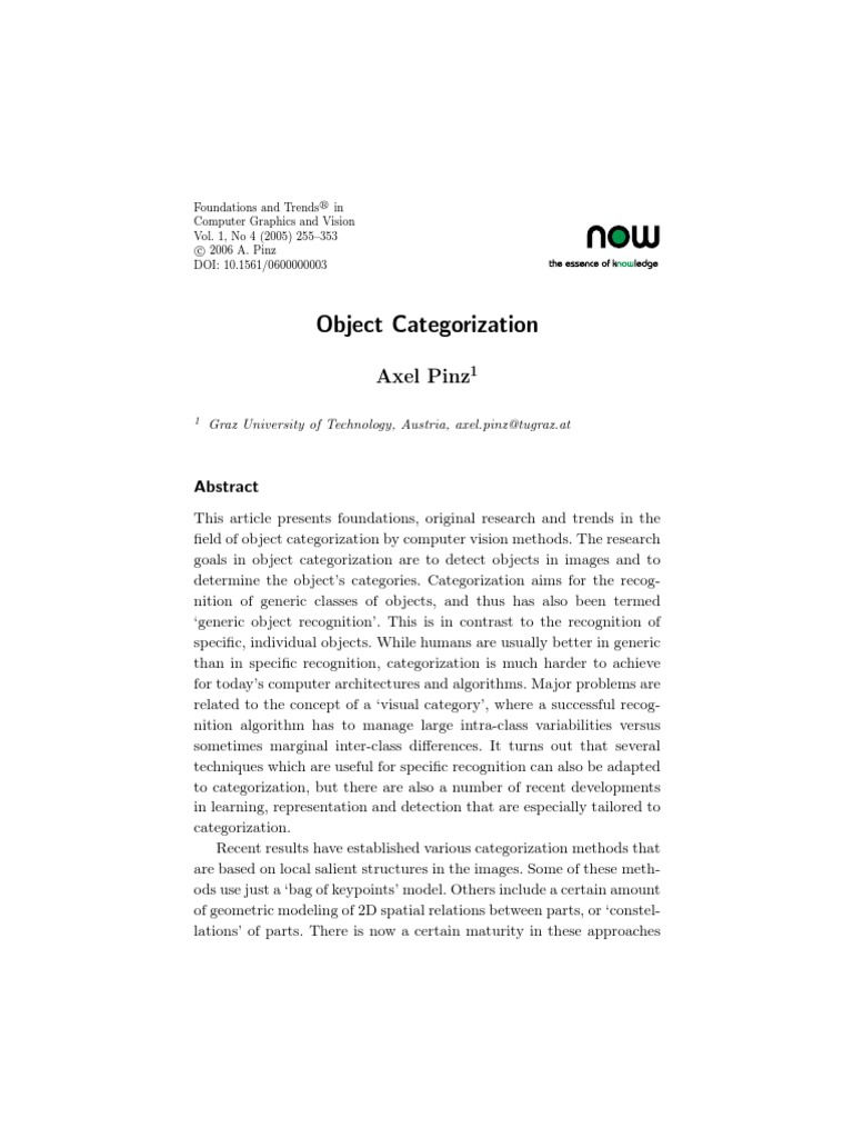 Object Categorization Thesis | PDF | Eigenvalues And Eigenvectors ...