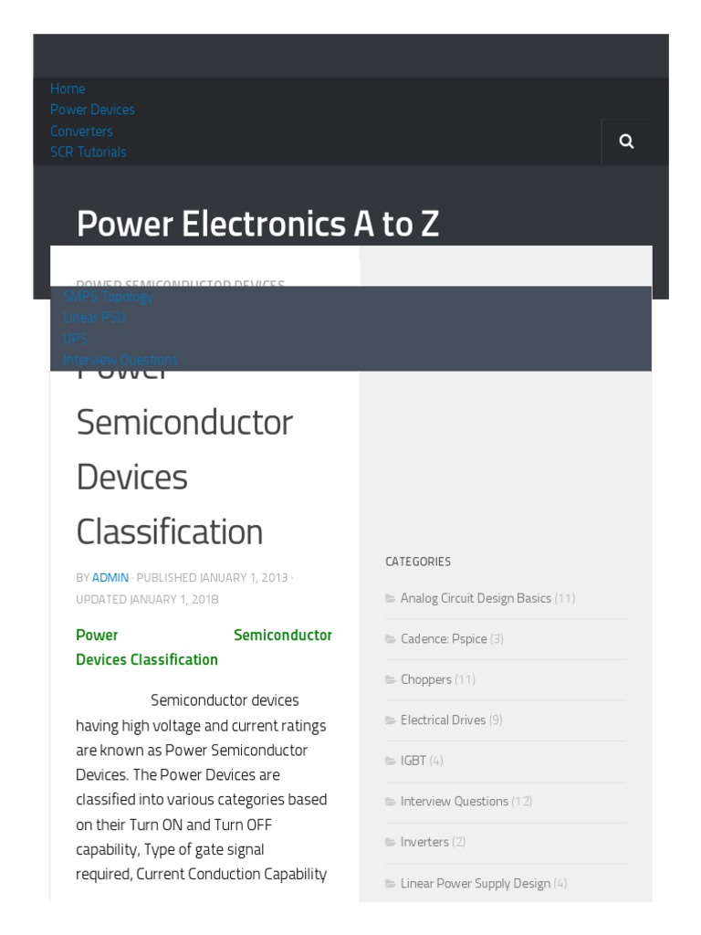 Power Semiconductor Devices Classification | Download Free PDF | Field Effect Transistor | Solid ...