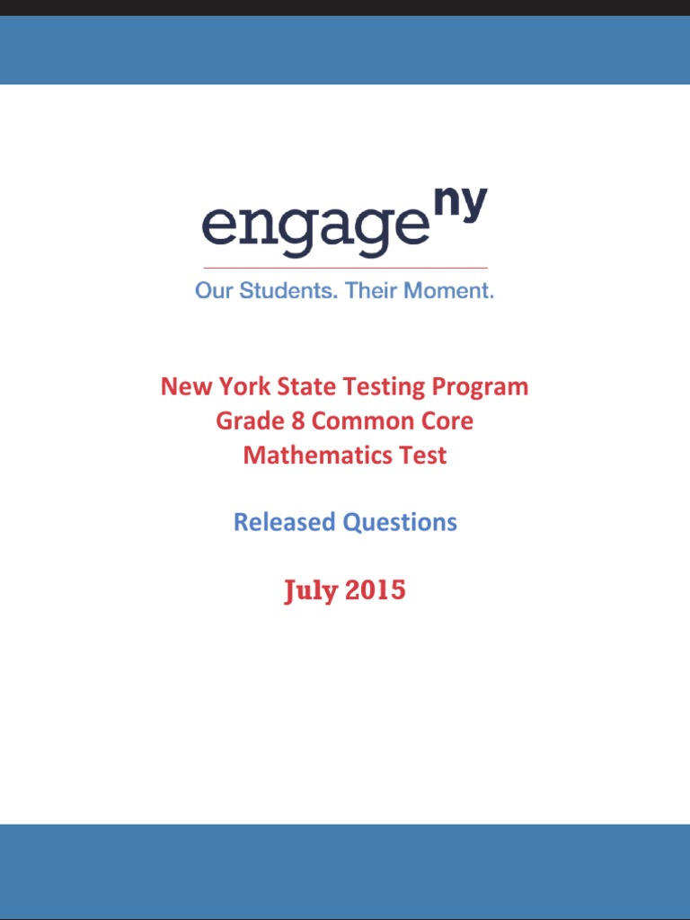 New York State Testing Program Grade 8 Common Core Mathematics Test ...