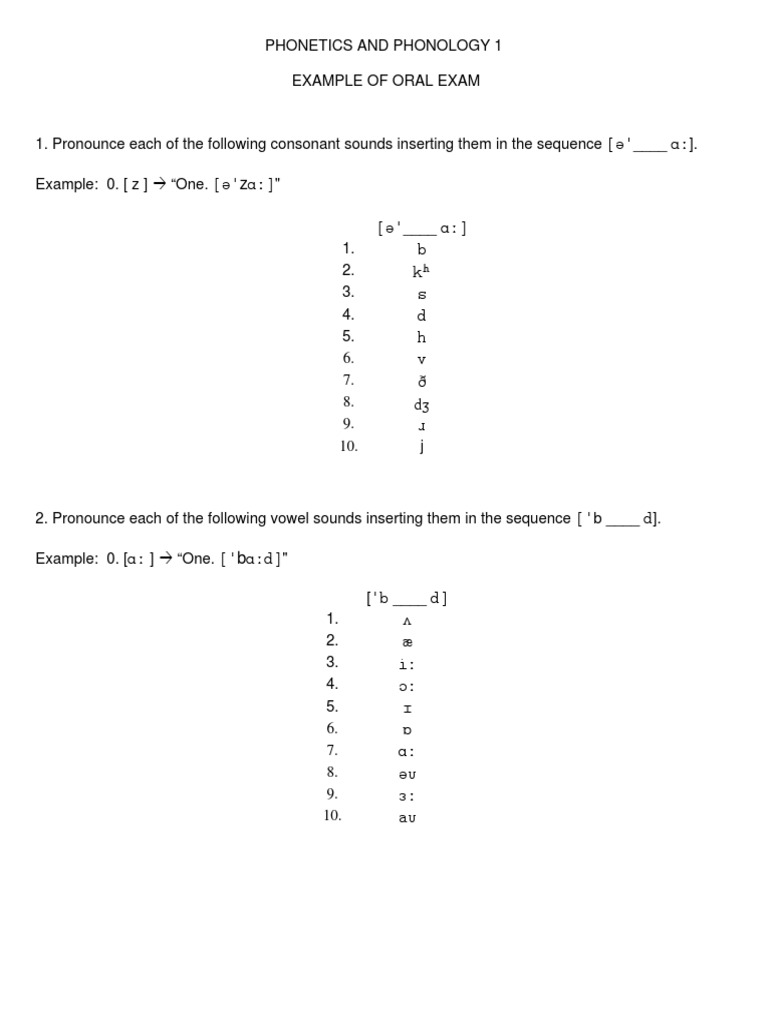 Example of Oral Exam | PDF | Phonetics | Languages