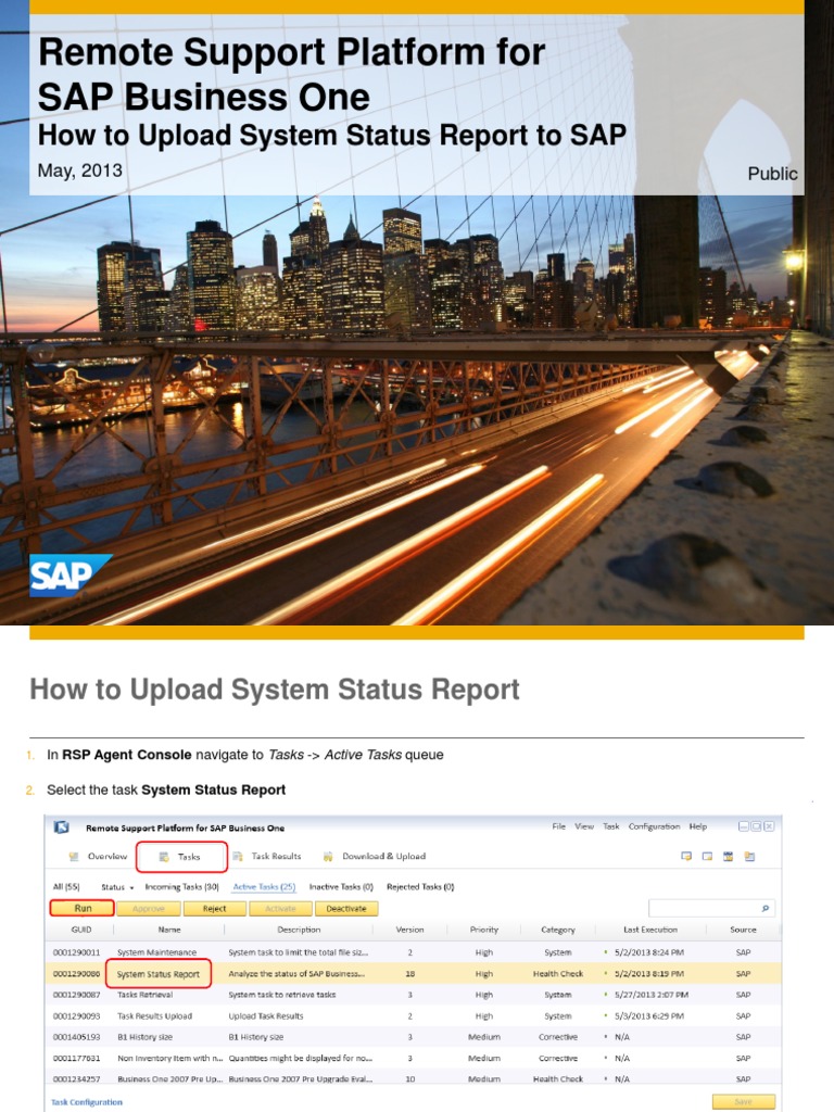 How To Upload System Status Report Remote Support Platform For SAP ...
