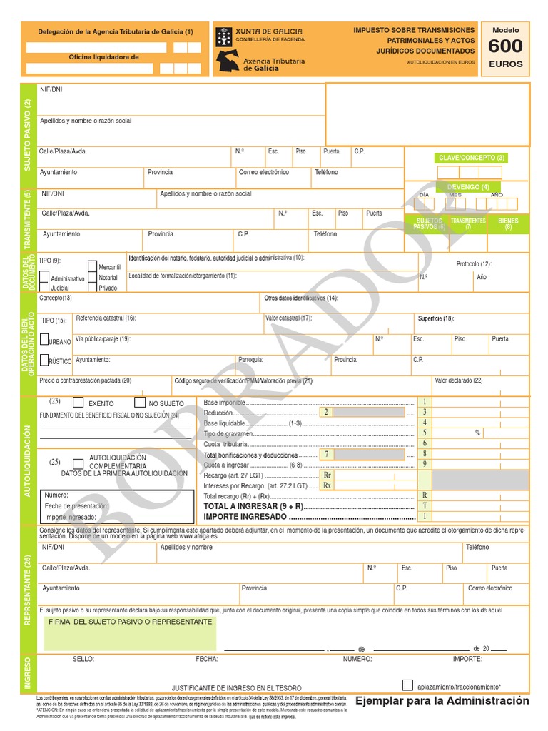Modelo600 Imp Transmisiones | PDF | Impuestos | Economias