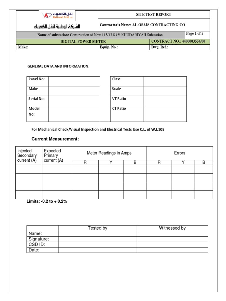 Digital Power Meter Test | PDF | Volt | Electrical Substation