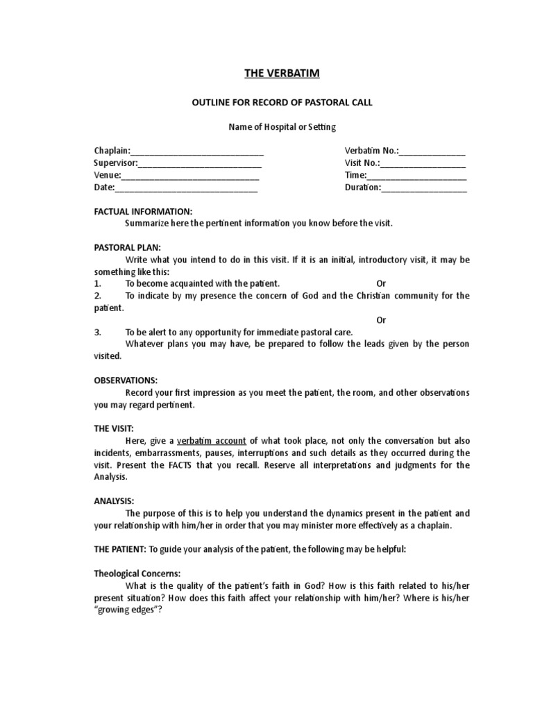 The Verbatim Form | PDF | Chaplain | Forgiveness