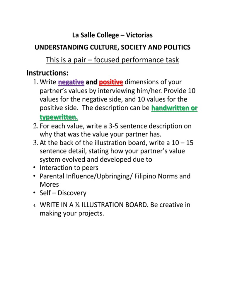 This Is A Pair - Focused Performance Task: Instructions | PDF