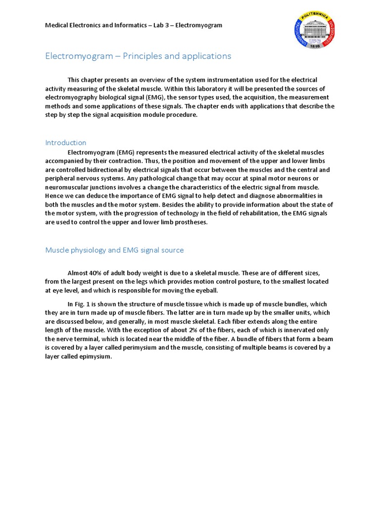 Electromyogram - Principles and Applications | PDF | Electromyography ...
