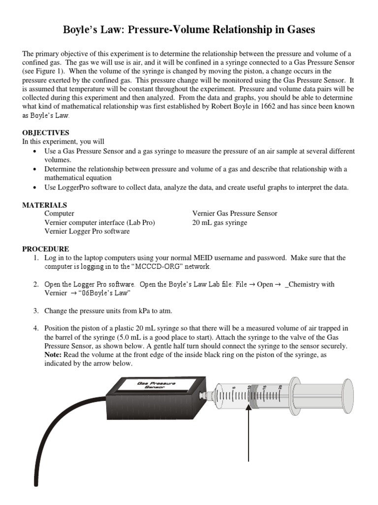 Lab 10 CHM 130LL Boyle's Law Lab W Logger Pro Guide W Answer Key | PDF ...