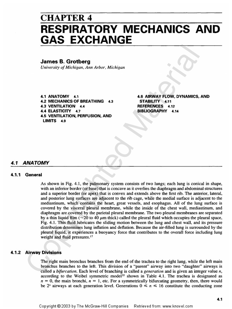 Respiratory Mechanics and Gas Exchange | PDF | Lung | Respiratory System