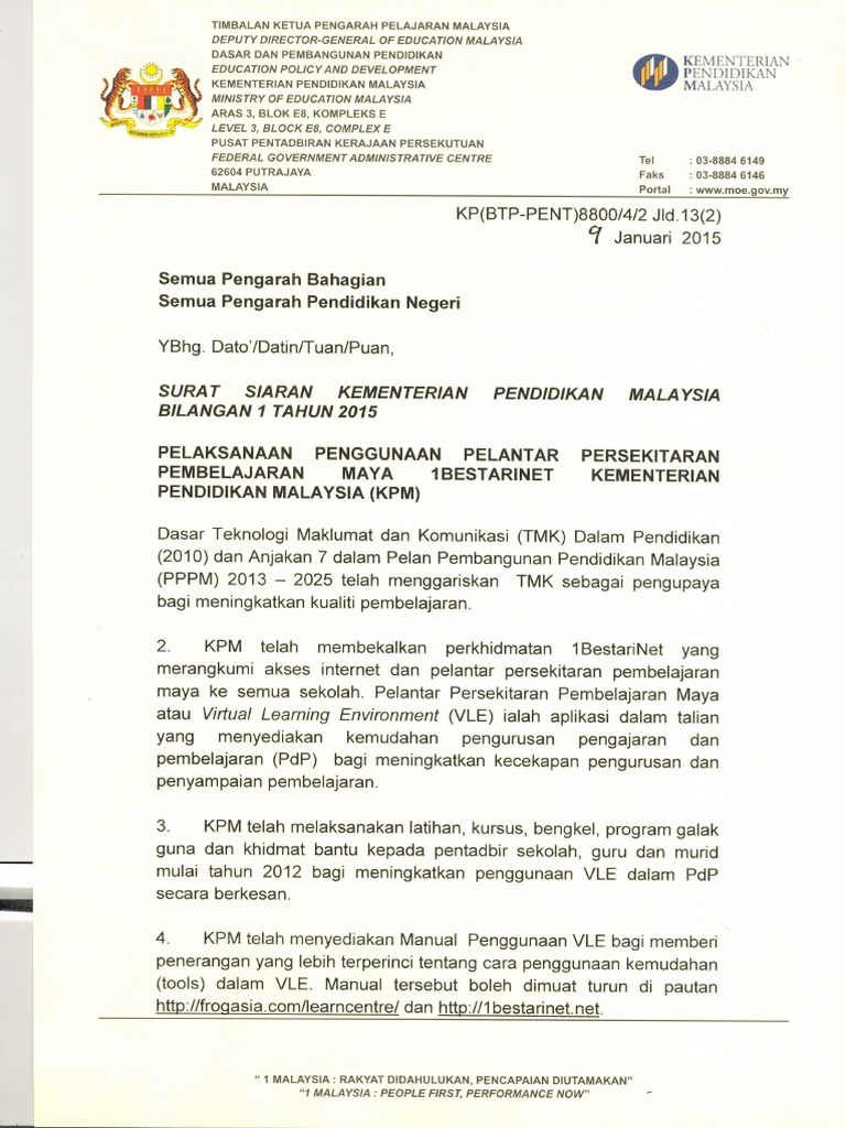 Surat Siaran KPM Bil 1 2015 PDF | PDF