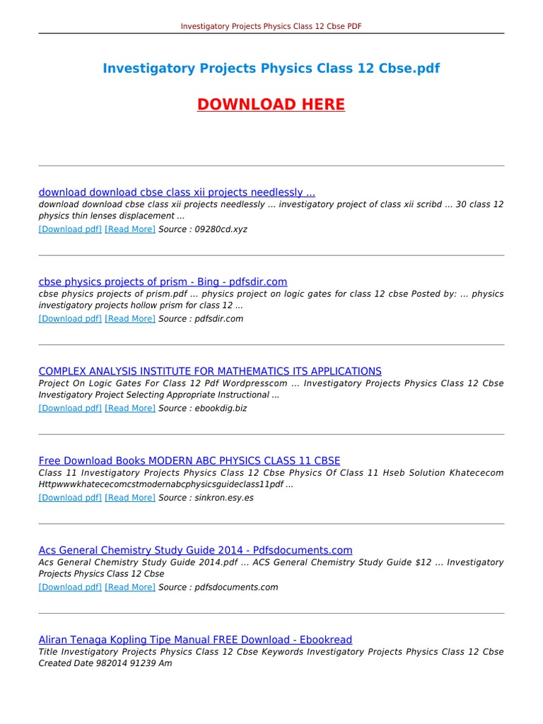 Class 12 Physics Investigatory Projects | PDF | Portable Document ...