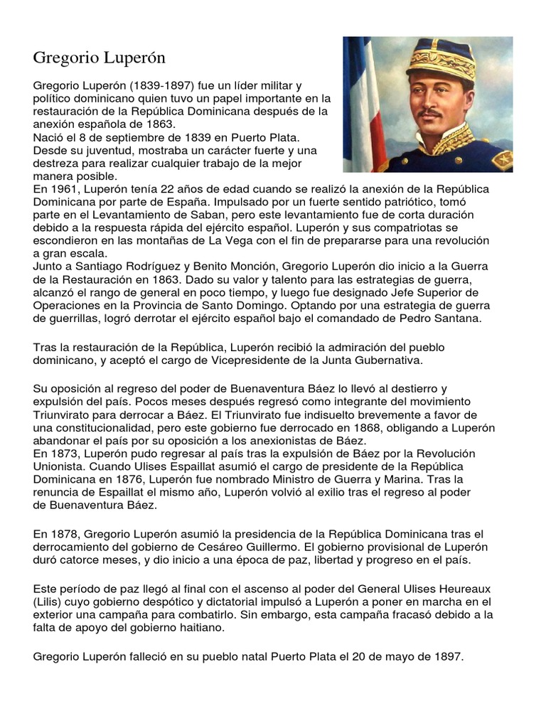 Gregorio Luperón Biografia | Gobierno | Política