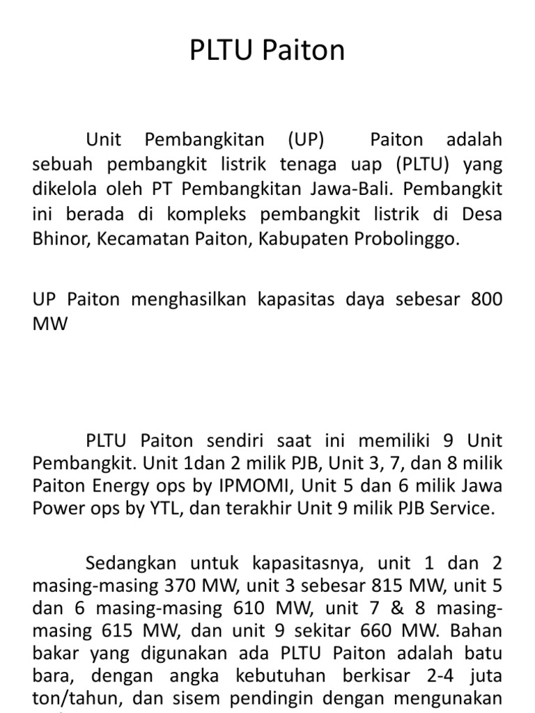 PLTU Paiton Tugas | PDF