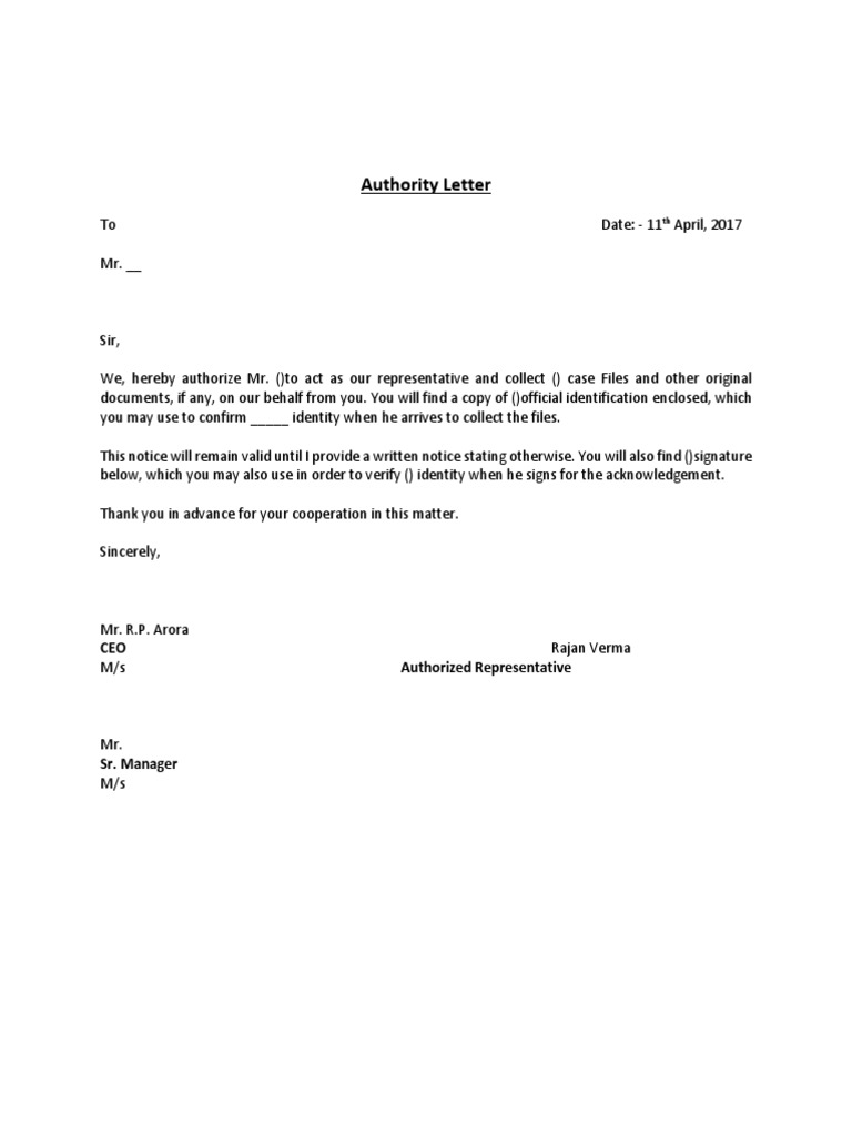 Authority Letter Legal Cases | PDF