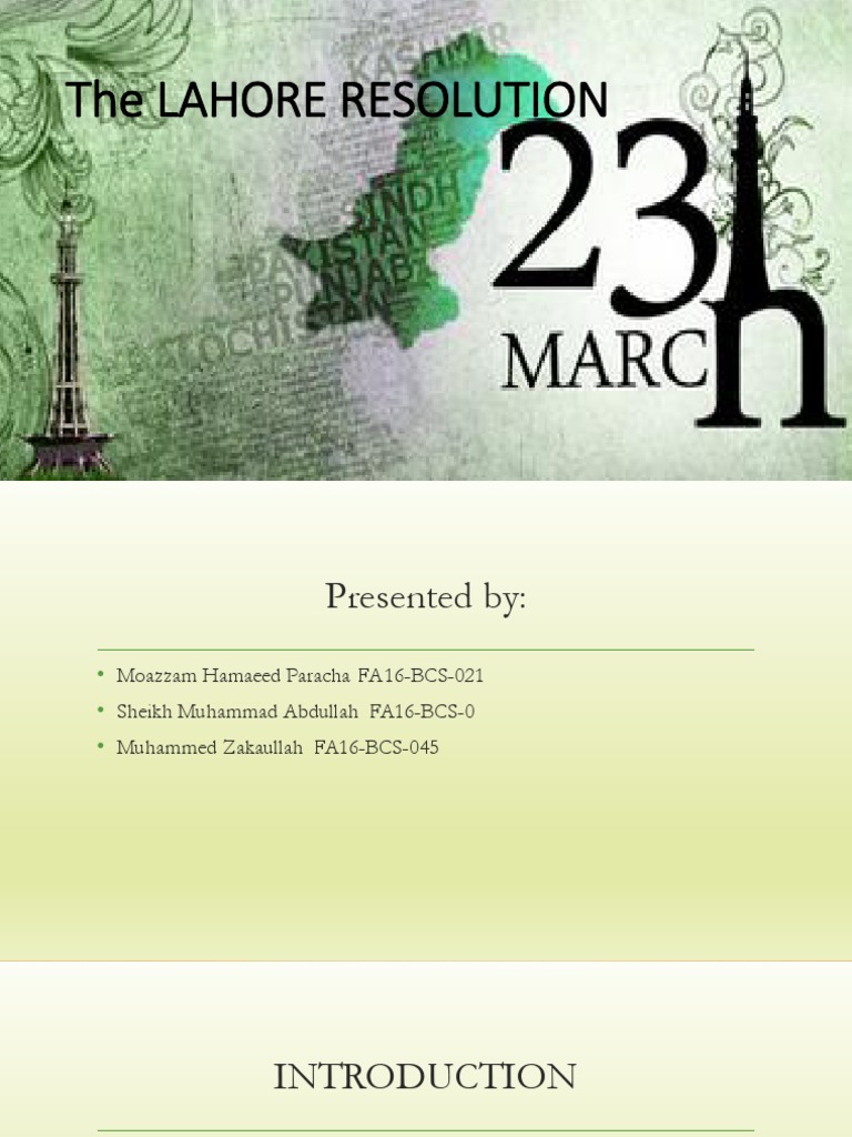 Lahore Resolution | PDF | Muhammad Ali Jinnah | Pakistan Movement