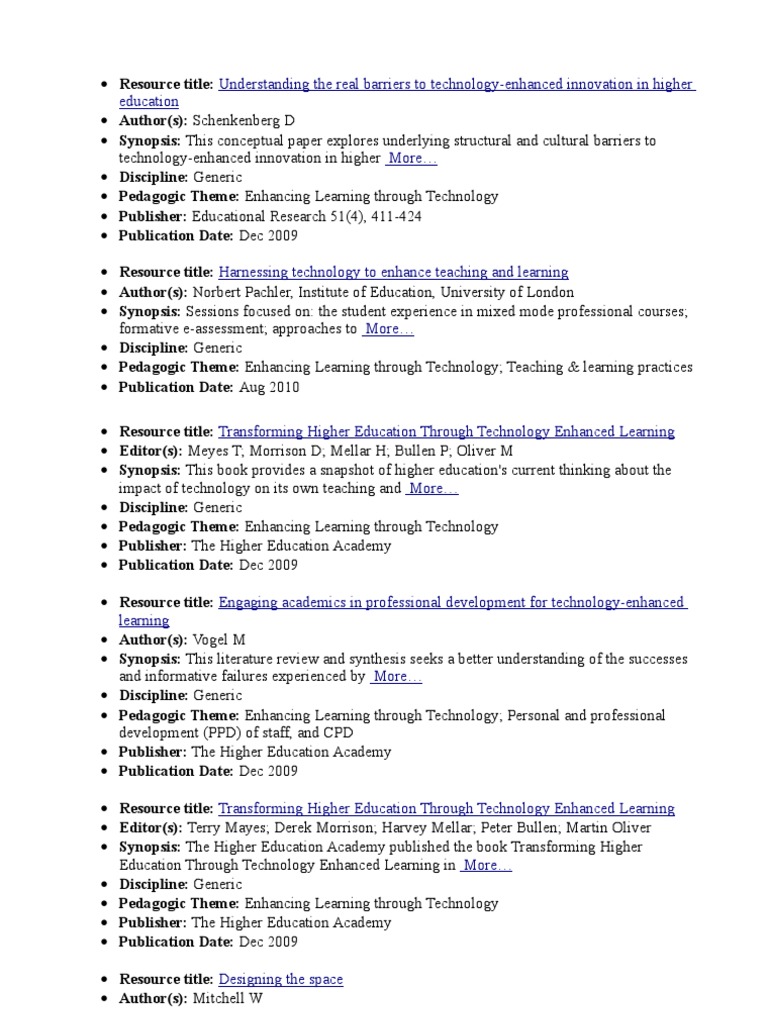 Technology-Enhanced Innovation in Higher | PDF | Educational Technology ...