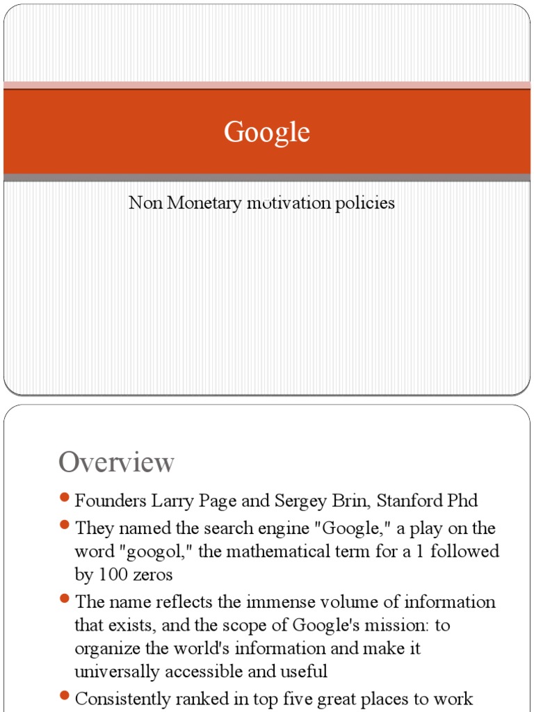 Google: Non Monetary Motivation Policies | PDF