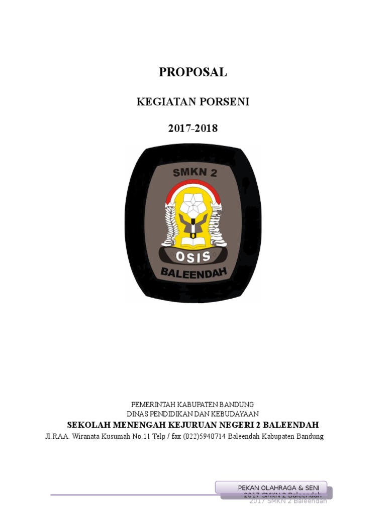 Contoh Proposal Porseni 2017 | PDF