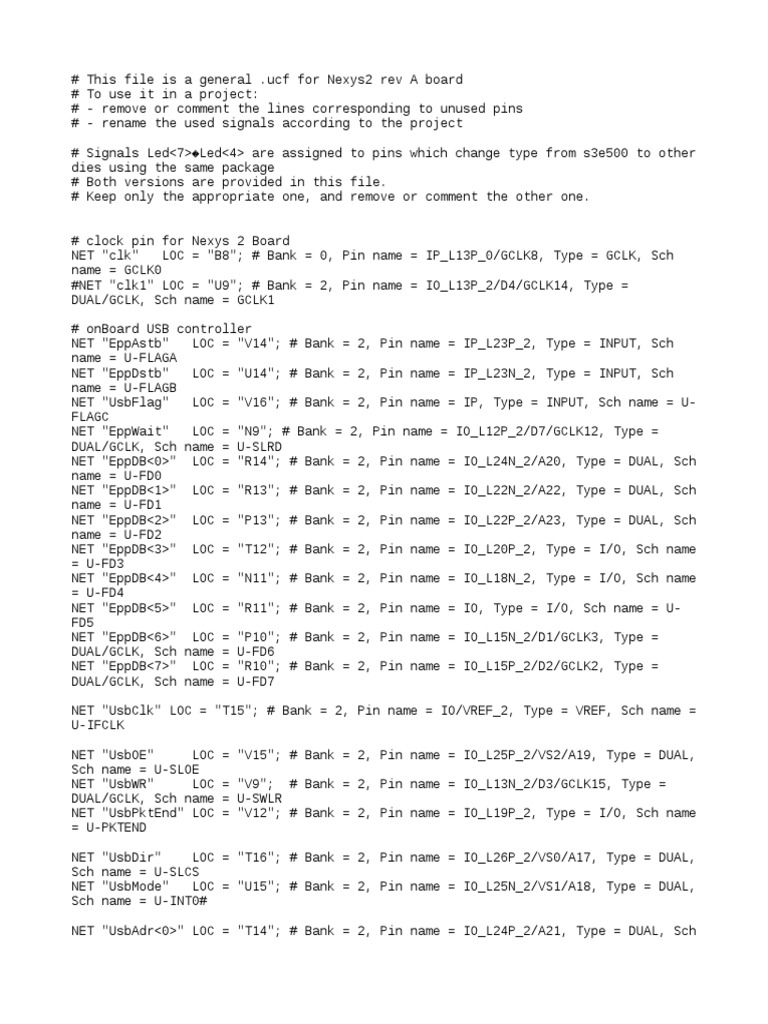 Nexys 2 Ucf | PDF | Input/Output | Computer Data