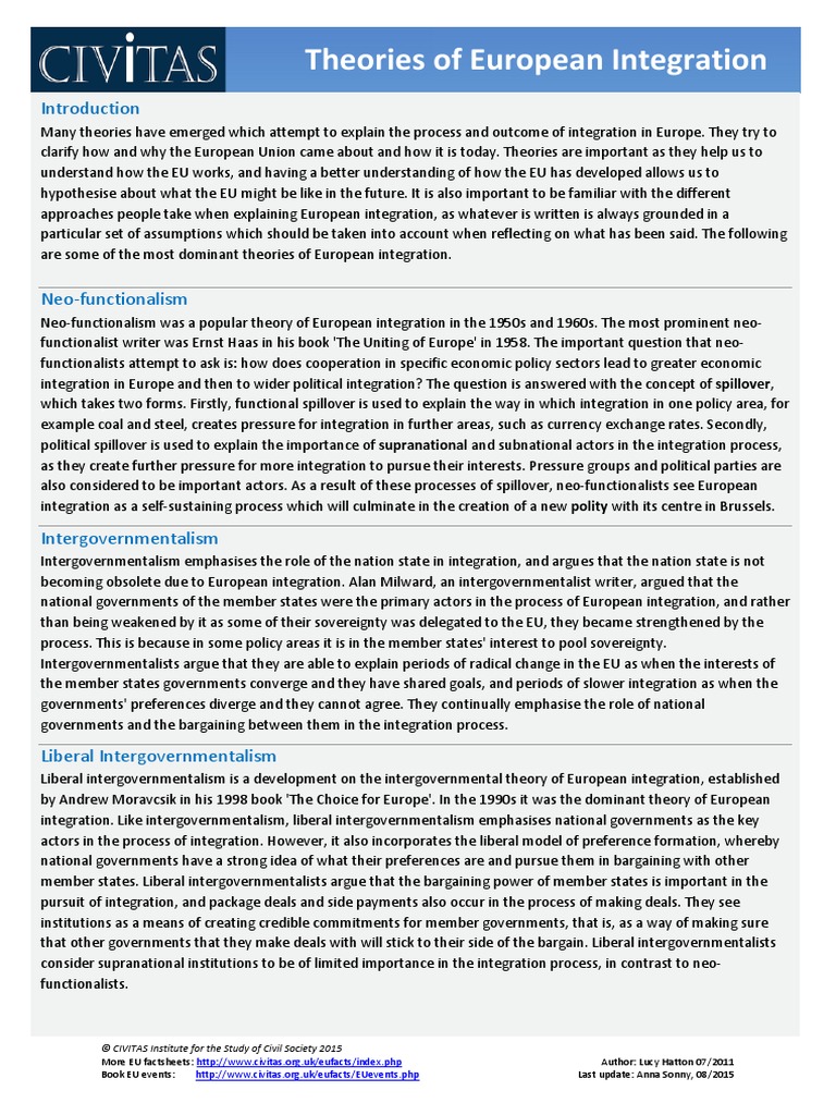 Theories of Integration PDF | PDF | Parliamentary System | World Politics