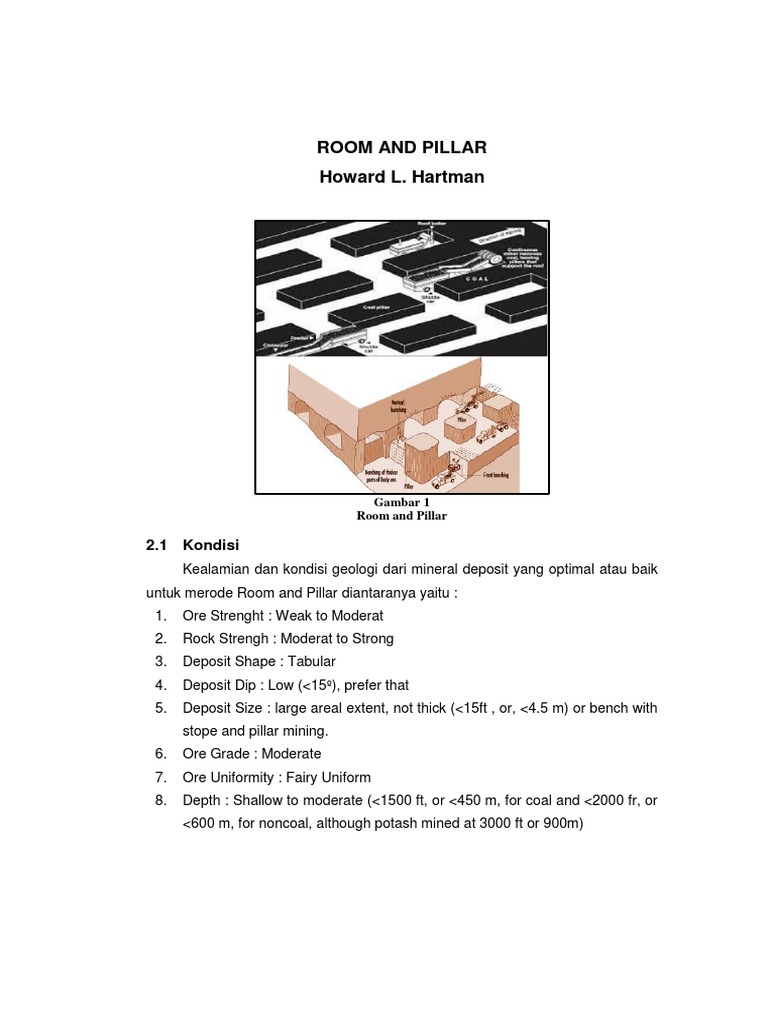 Room and Pillar Howard L. Hartman: 2.1 Kondisi | PDF