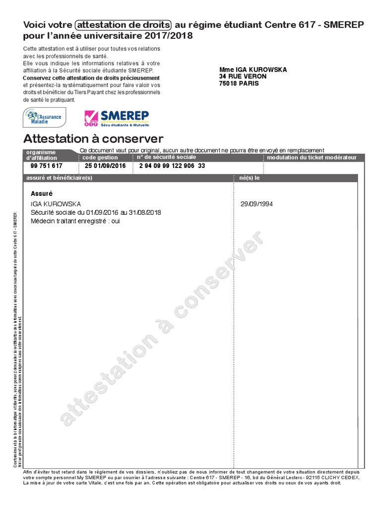 Attestation Securite Sociale | PDF | Gouvernement | Informatique et ...