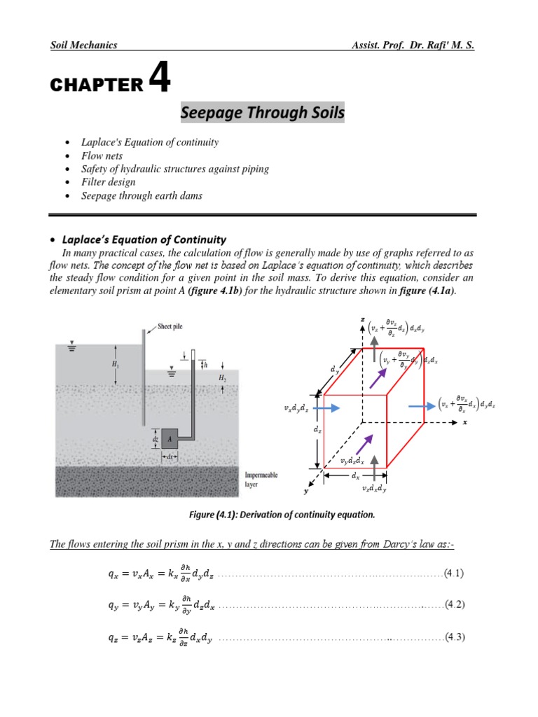 Ch4-Seepage Through Soils | PDF | Soil Mechanics | Permeability (Earth ...