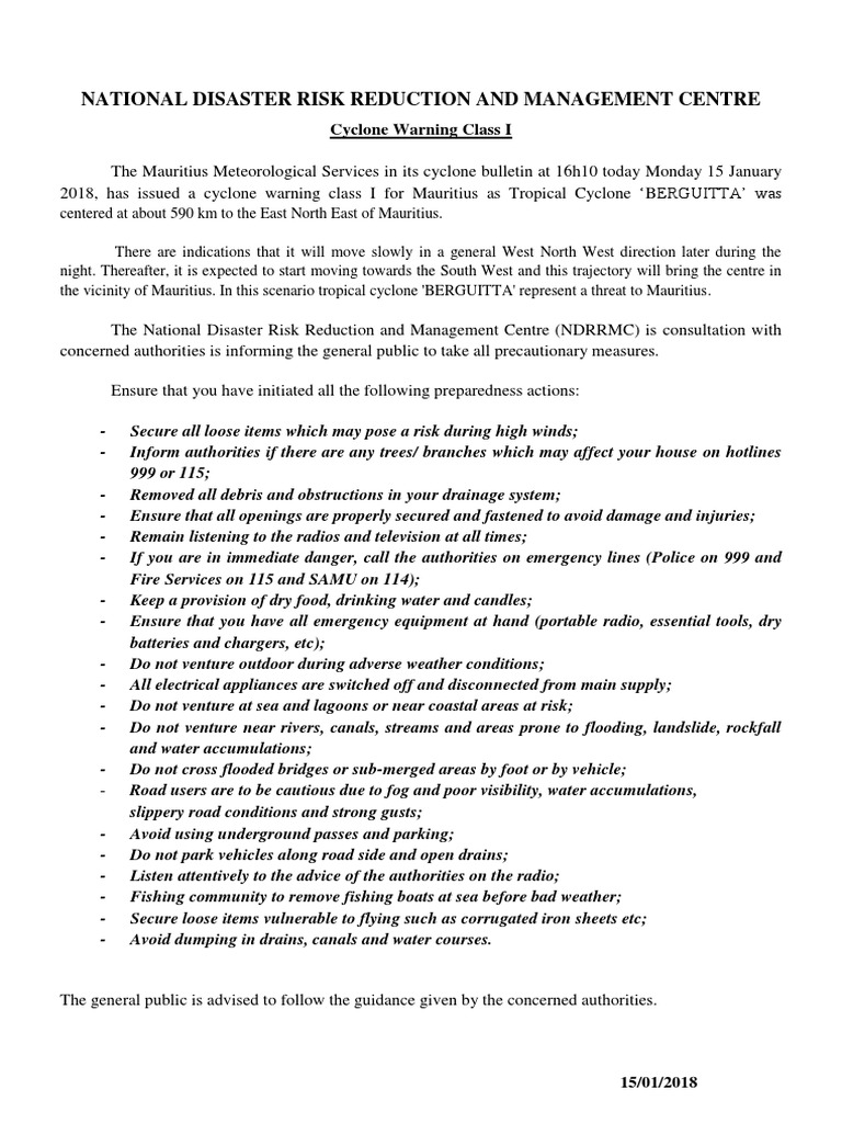 (Pratique) Les Conseils Du National Risk Reduction and Management ...