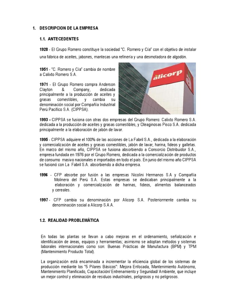 Historia y Evolución de Alicorp | PDF | Alimentos | Negocios (general)