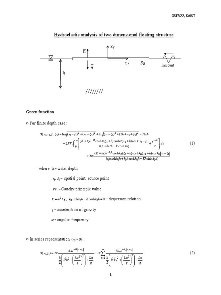 Hydroelastic Analysis of Two Dimensional Floating Structure: Green Function | PDF | Waves ...