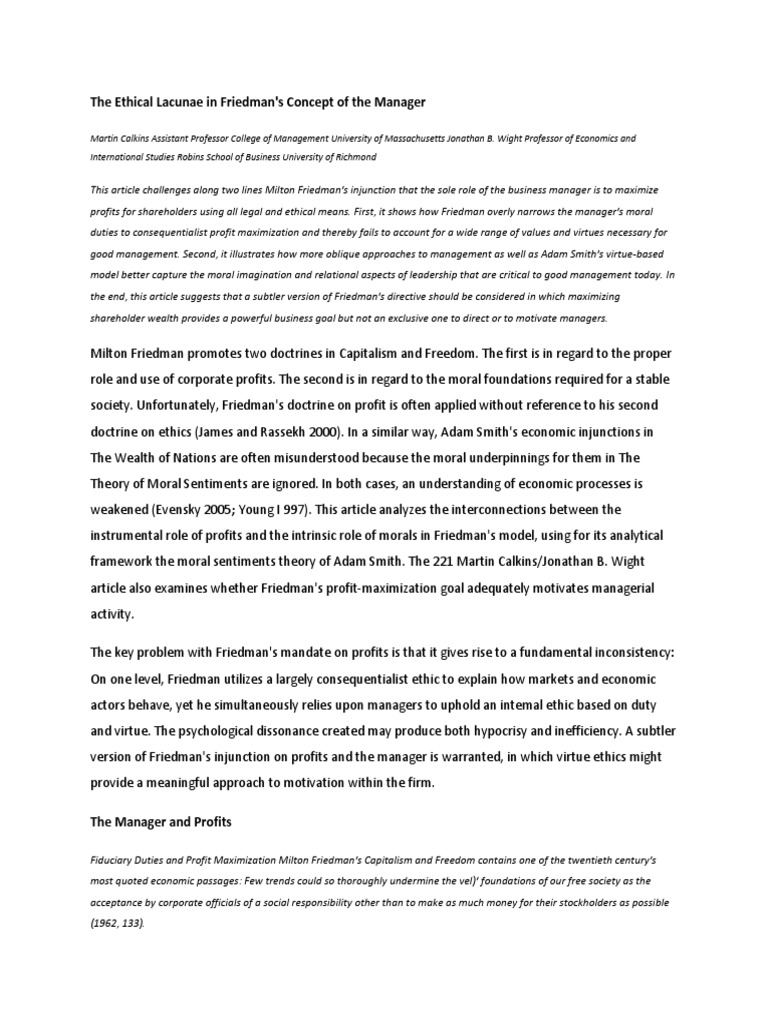 Friedman Theory | Milton Friedman | Adam Smith