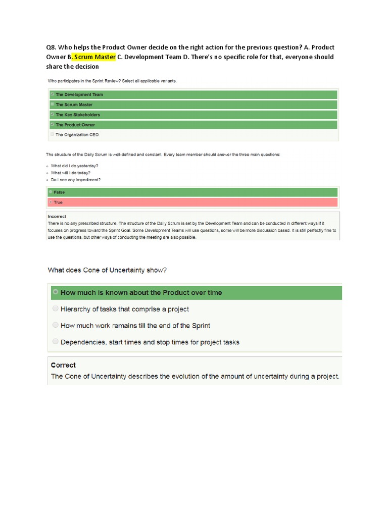 Scrum Questions With Answers | PDF | Self-Improvement