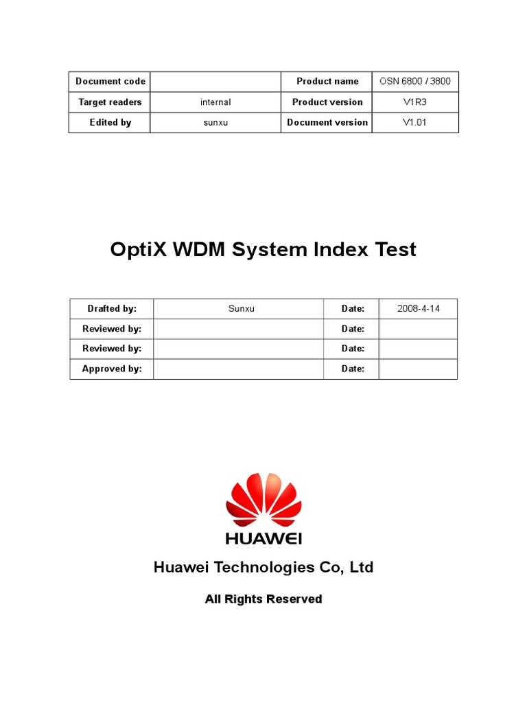 OptiX WDM System Index Test ISSUE1.1 | PDF | Wavelength Division ...