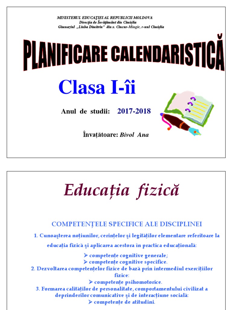 Planificare Calendaristica Clasa 1 Ed Fizica | PDF