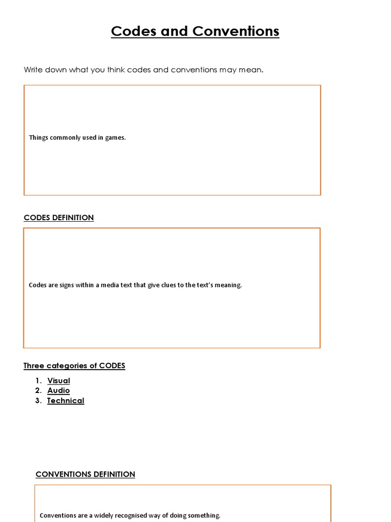 Codes and Conventions Handout Ual | PDF | Genre | Gesture
