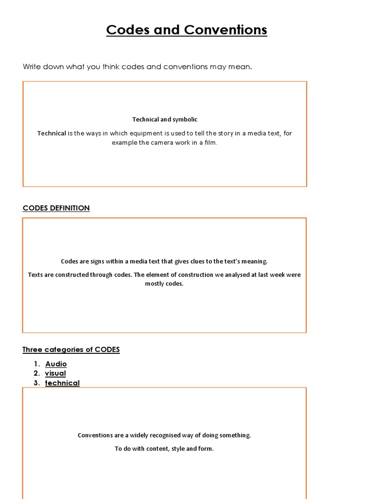 Codes and Conventions Handout Ual | PDF | Code | Genre
