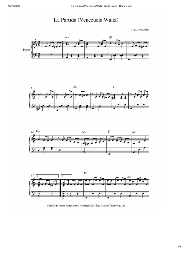 La Partida (Venezuela Waltz) Part 1 | PDF