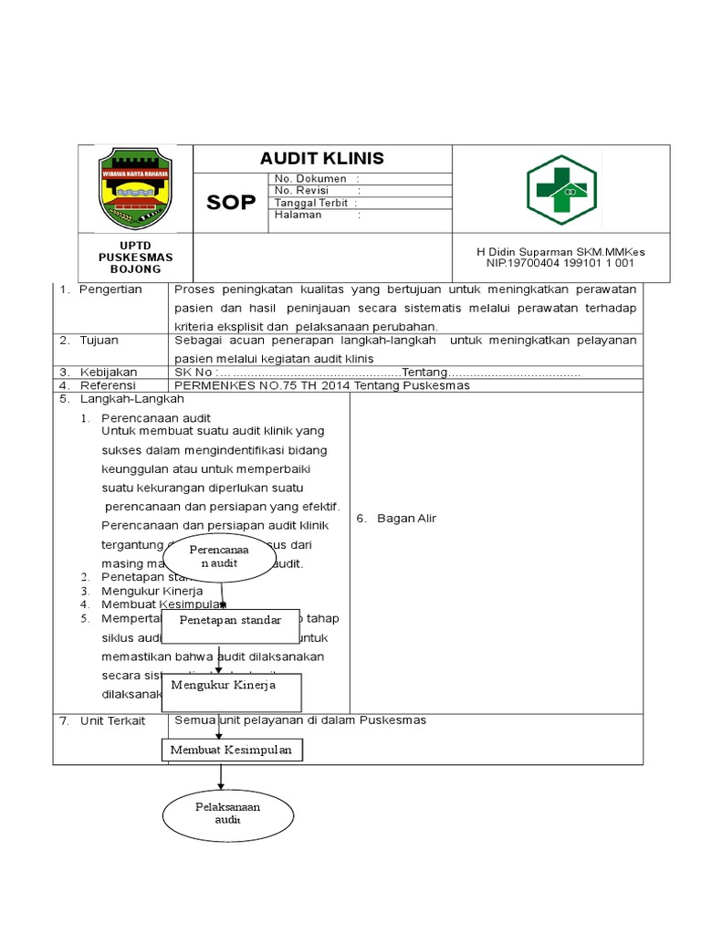 7.4.1.3 SOP Audit Klinis Ok | PDF | Bisnis | Teknologi & Rekayasa