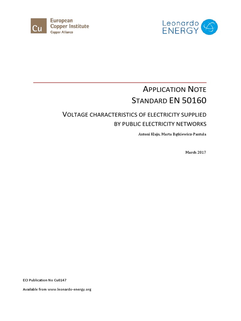 VOLTAGE CHARACTERISTICS OF ELECTRICITY SUPPLIED - Note Aplicative EN ...