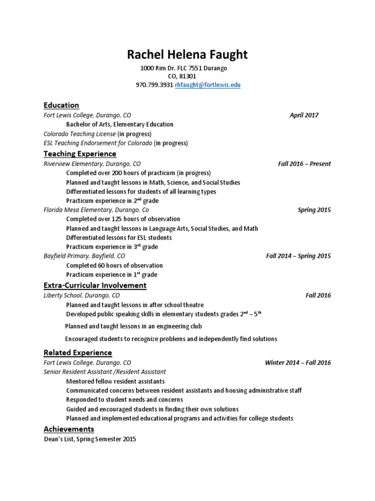 Faught Rachel Resume | PDF