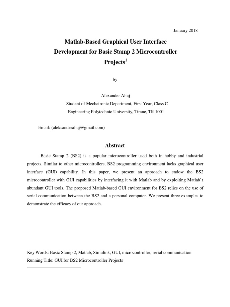 Matlab-Based GUI for BS2 Microcontroller | PDF | Graphical User ...